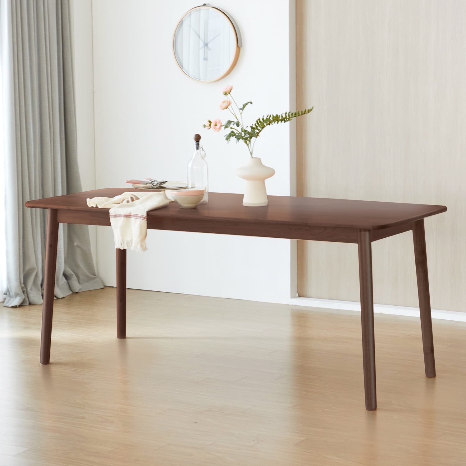 Livinia Aslan 71" Rectangular Wooden Dining Table (Walnut) - Walmart.com