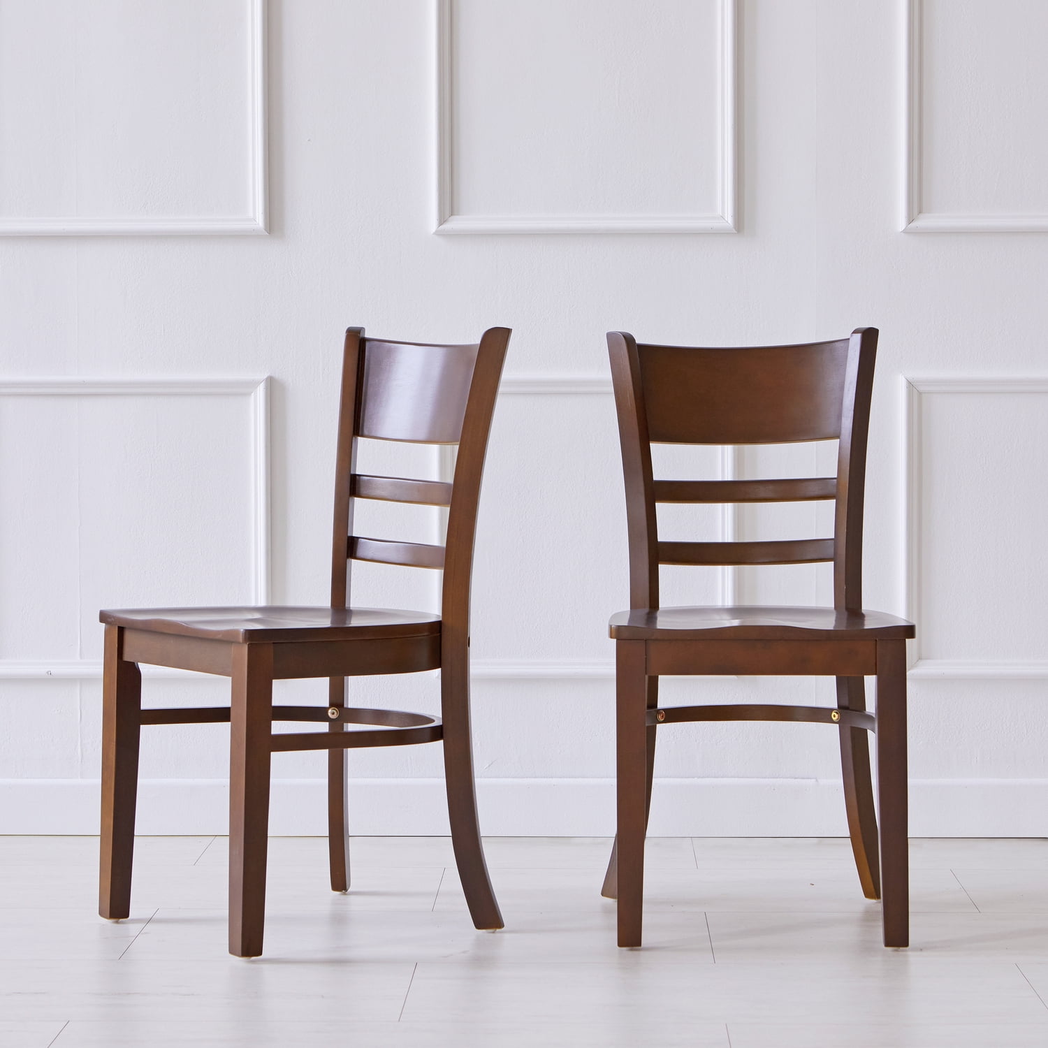 Livinia Cabin Wood Seat Dining Chairs Set of 2 (Walnut) - Walmart.com