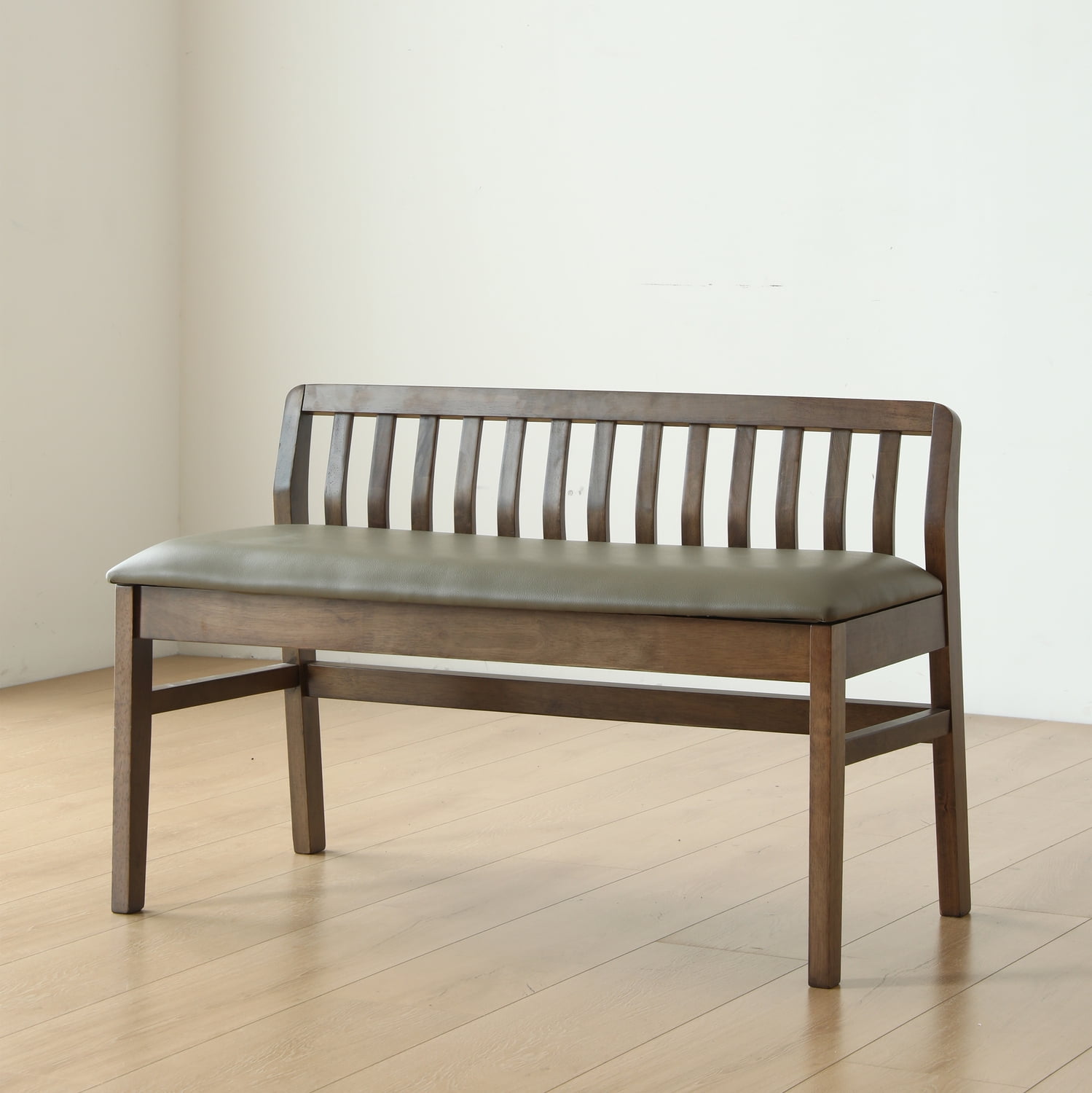 Livinia Jeno 38" Slat Back Wooden Dining Bench (Walnut) - Walmart.com