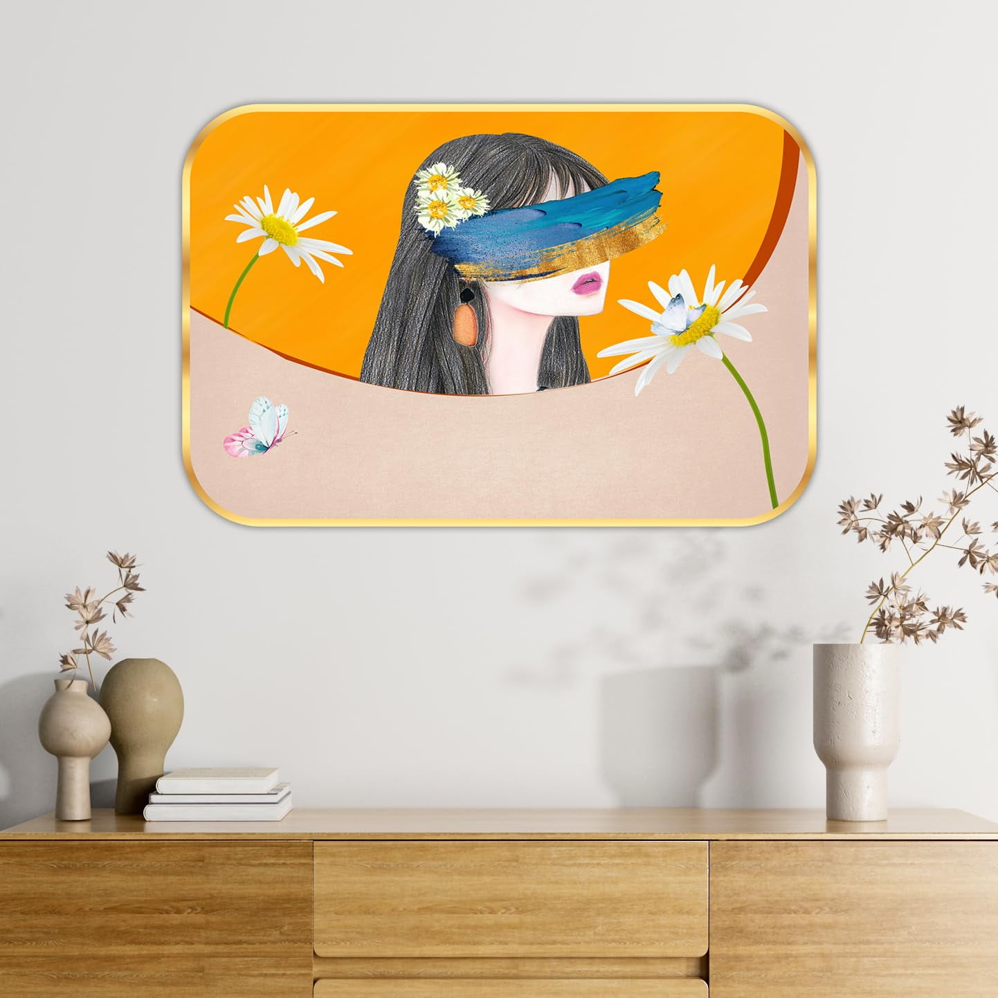 Livinluxe paintings Abstract lady modern art Premium Sparkle Lamination ...