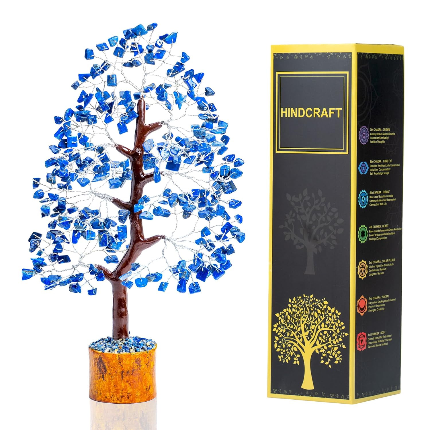 Livinwise Lapis Lazuli Crystal Tree | Feng Shui Good Luck Tree for Home & Office Decor ...