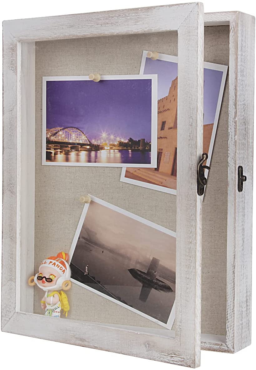 Livoccur 13.9x11 inch Shadow Box Frame - 2.6" Deep Wood & Glass Display ...