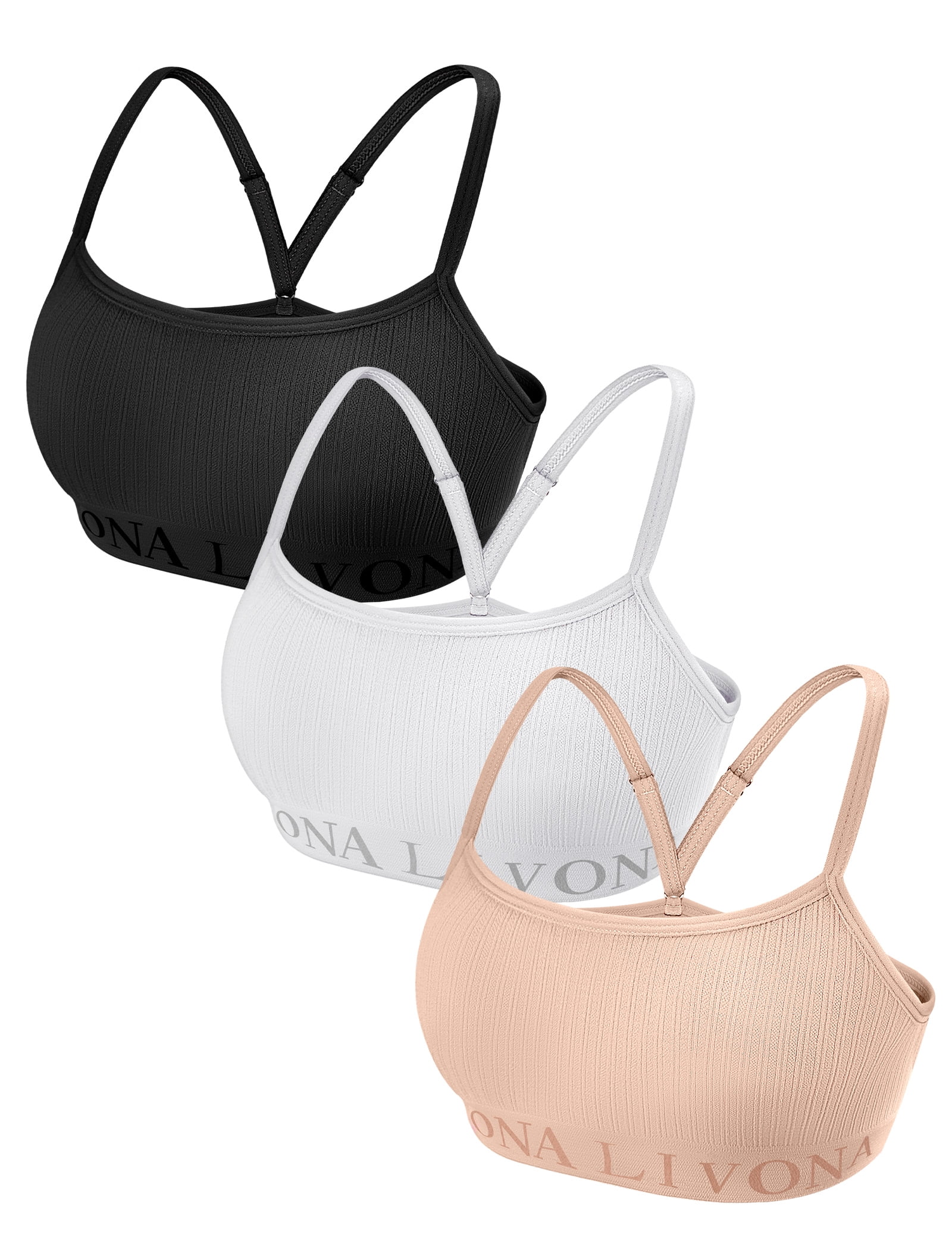 Livona 3-Pack Seamless Bralette Set - Soft Training Bras & Sports Bras ...