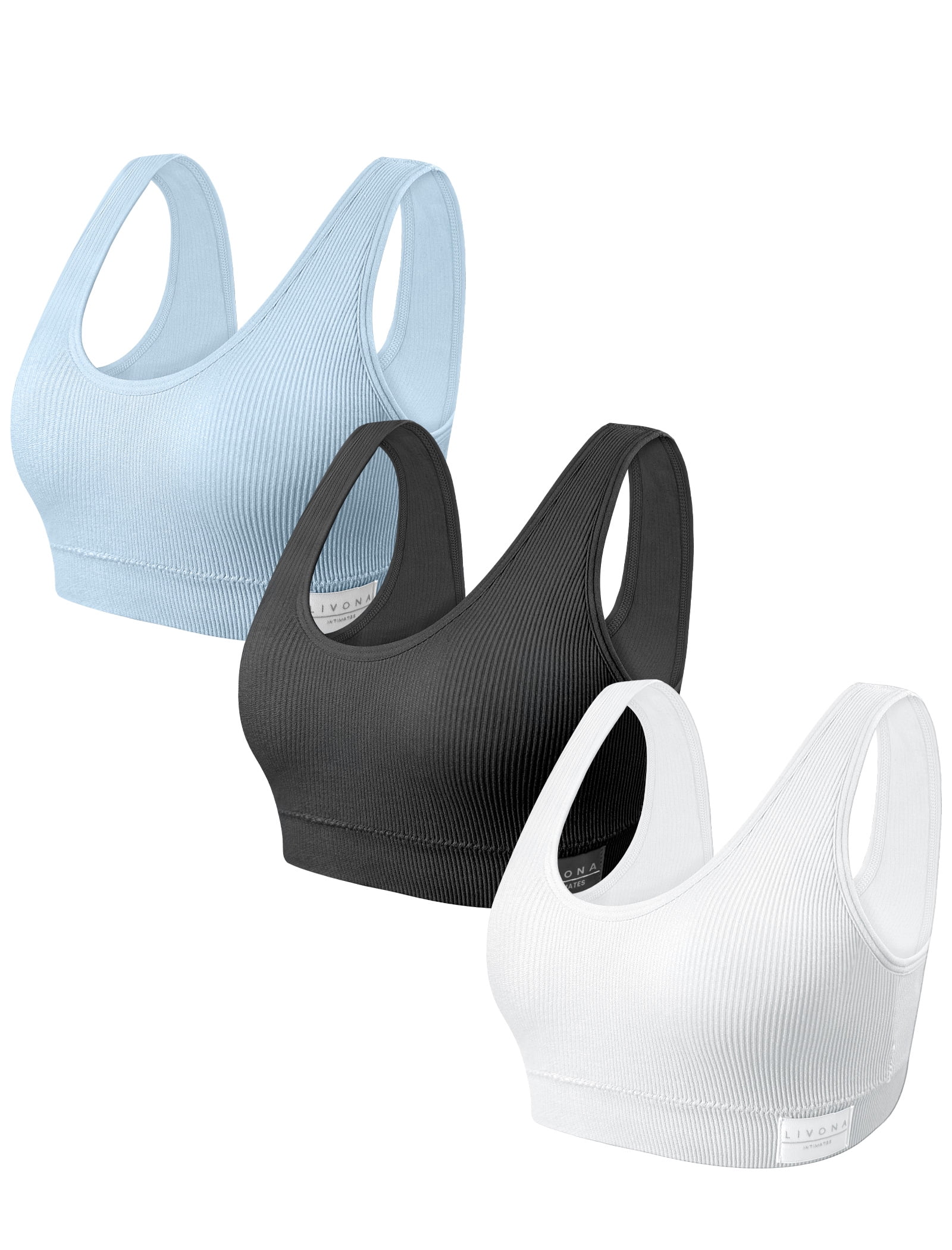 Livona 3-Pack Seamless Bralette Set - Soft Training Bras & Sports Bras ...