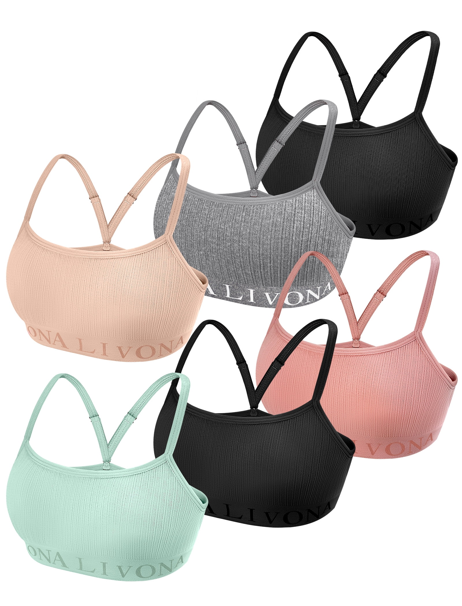 Livona 6-Pack Seamless Bralette Set - Soft Training Bras & Sports Bras ...