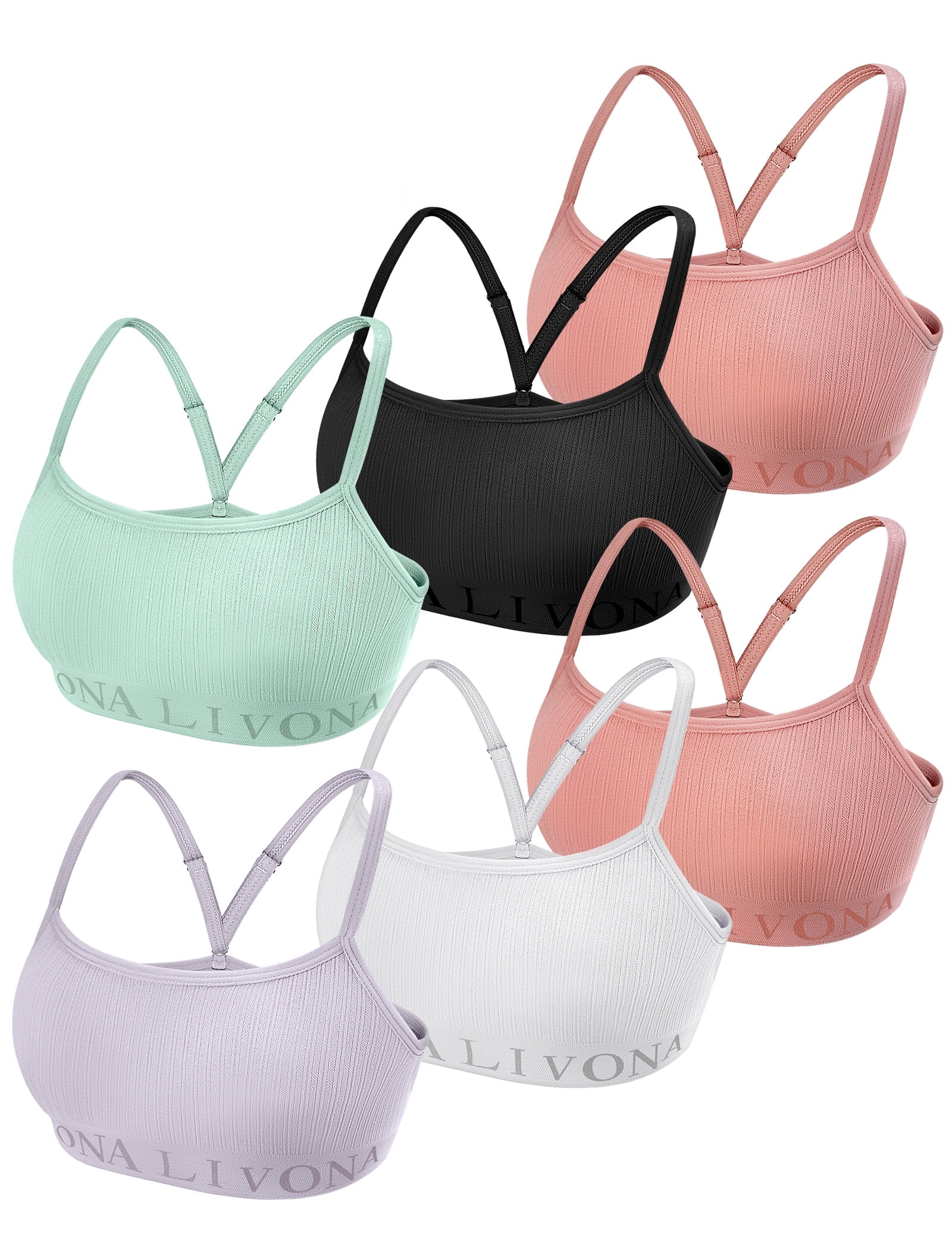 Livona 6-Pack Seamless Bralette Set - Soft Training Bras & Sports Bras ...