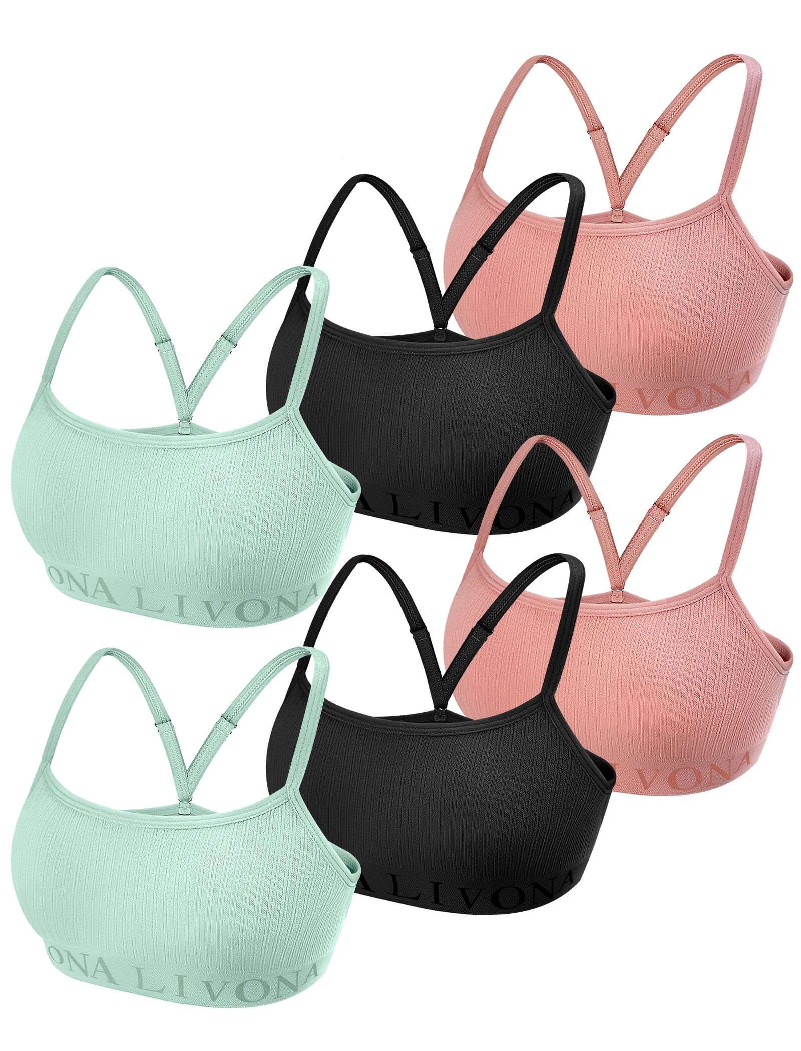 Livona 6-Pack Seamless Bralette Set - Soft Training Bras & Sports Bras ...