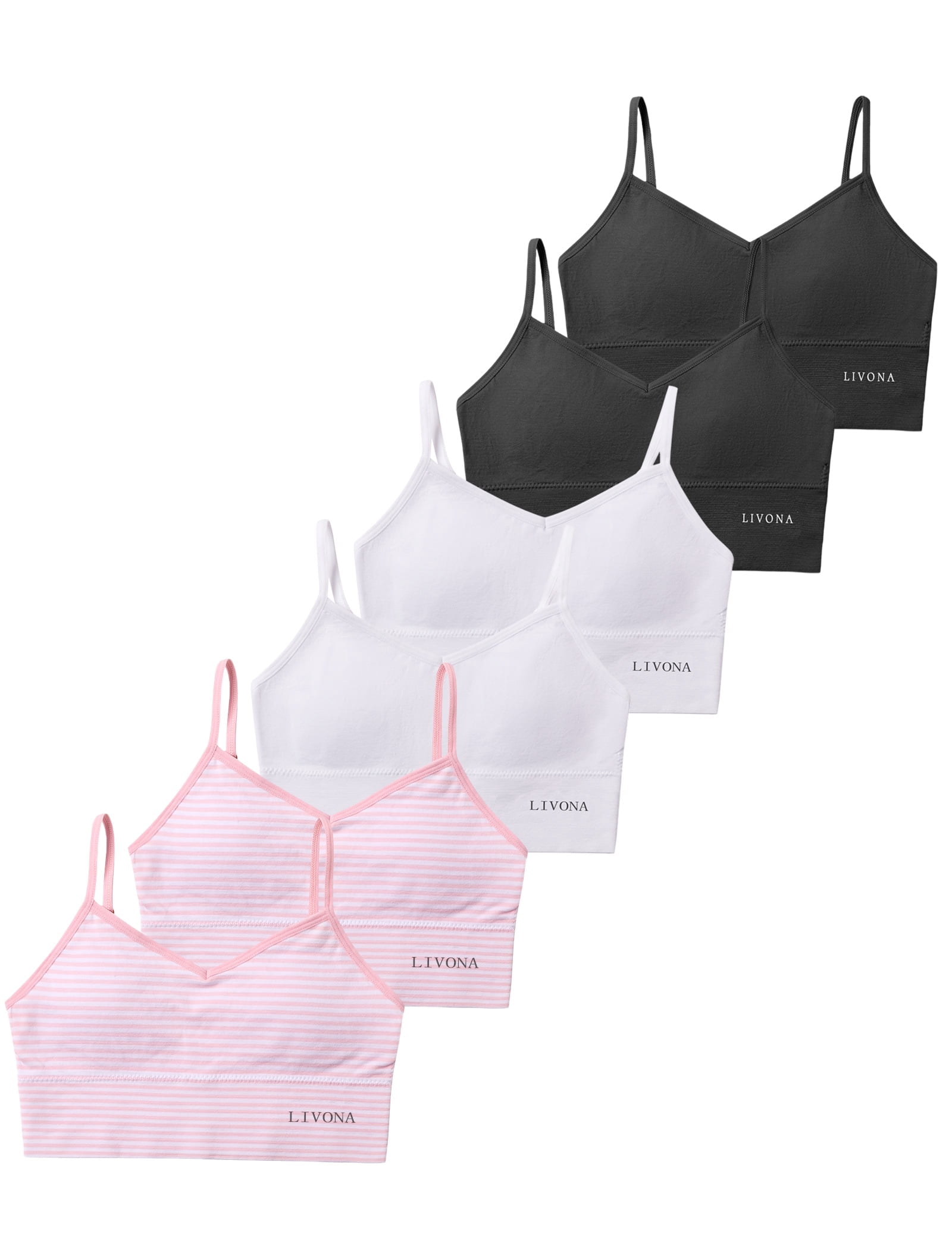 Livona 6 Pack Training Bras for Girls-Sports Bra, Fitness Bra, Padded ...