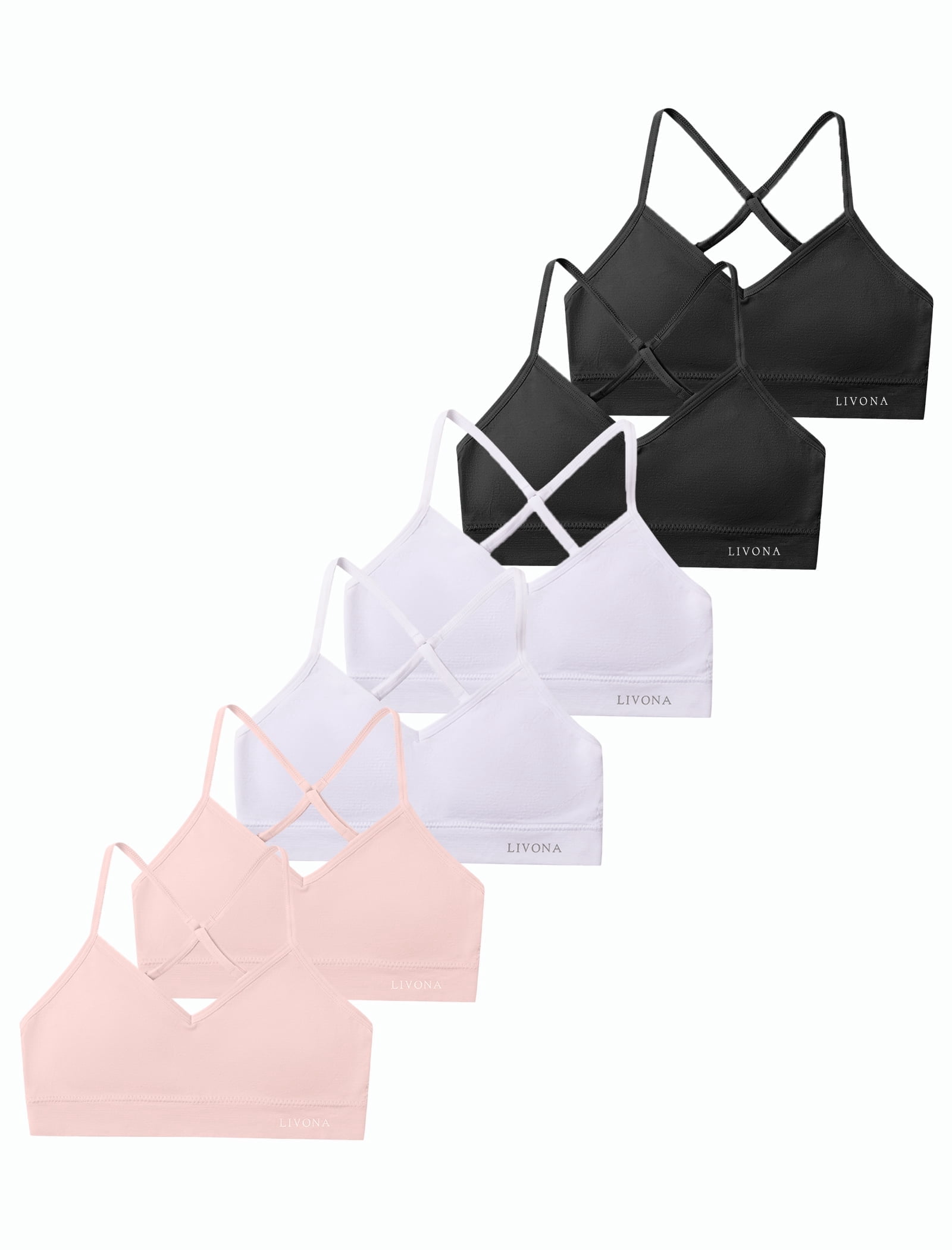 Livona Racerback Training Bra for Girls- 3 Pack Seamless Sports Bra ...