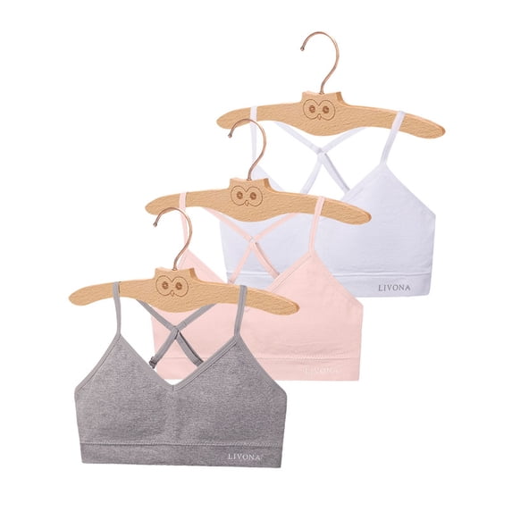 Livona Racerback Training Bra for Girls- 3 Pack Seamless Sports Bra ...