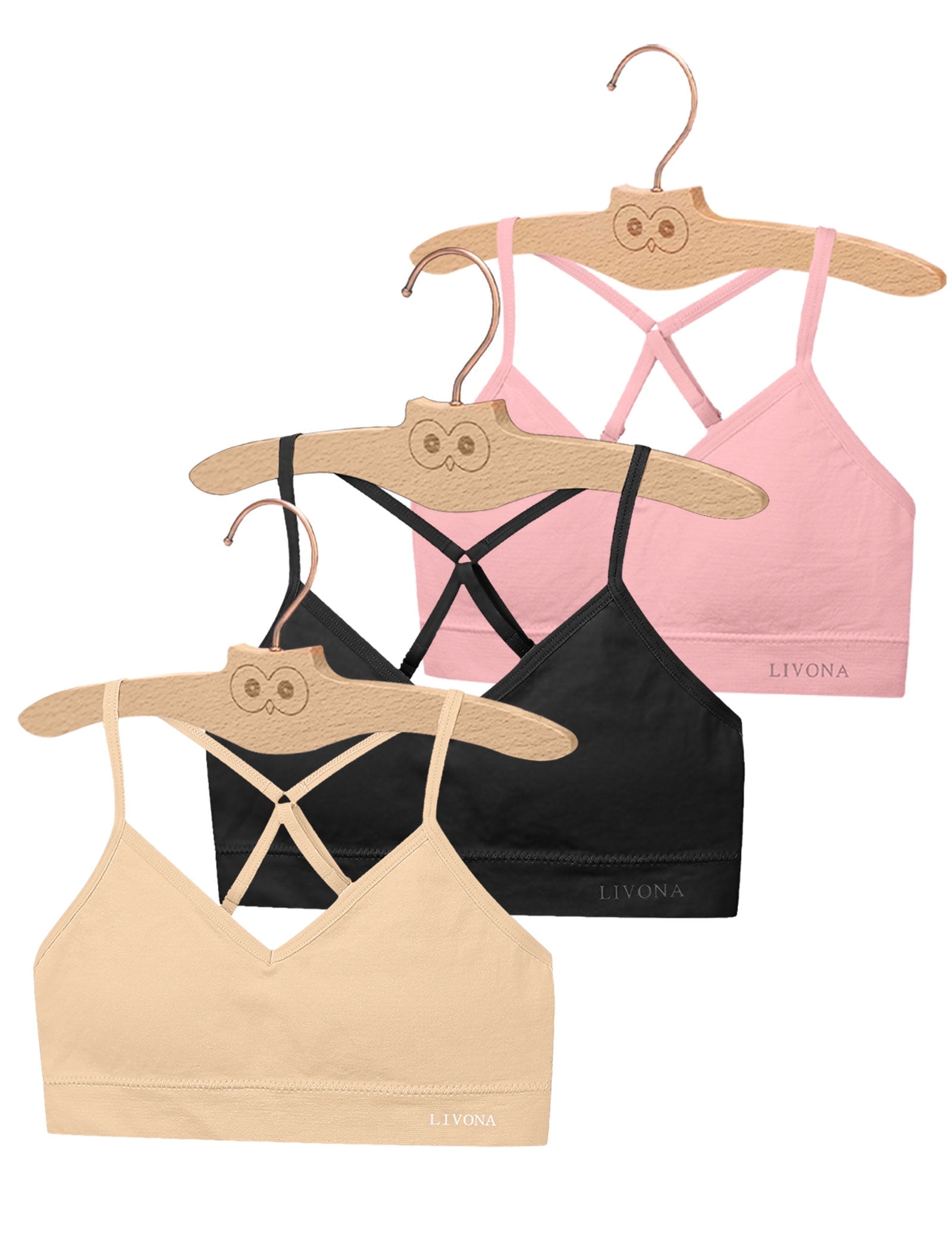 Livona Racerback Training Bra for Girls- 3 Pack Seamless Sports Bra ...