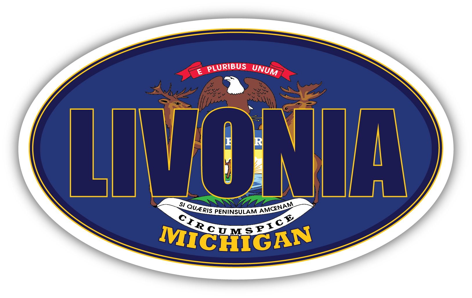 Livonia City Michigan State Flag | MI Flag Wayne County Oval State ...