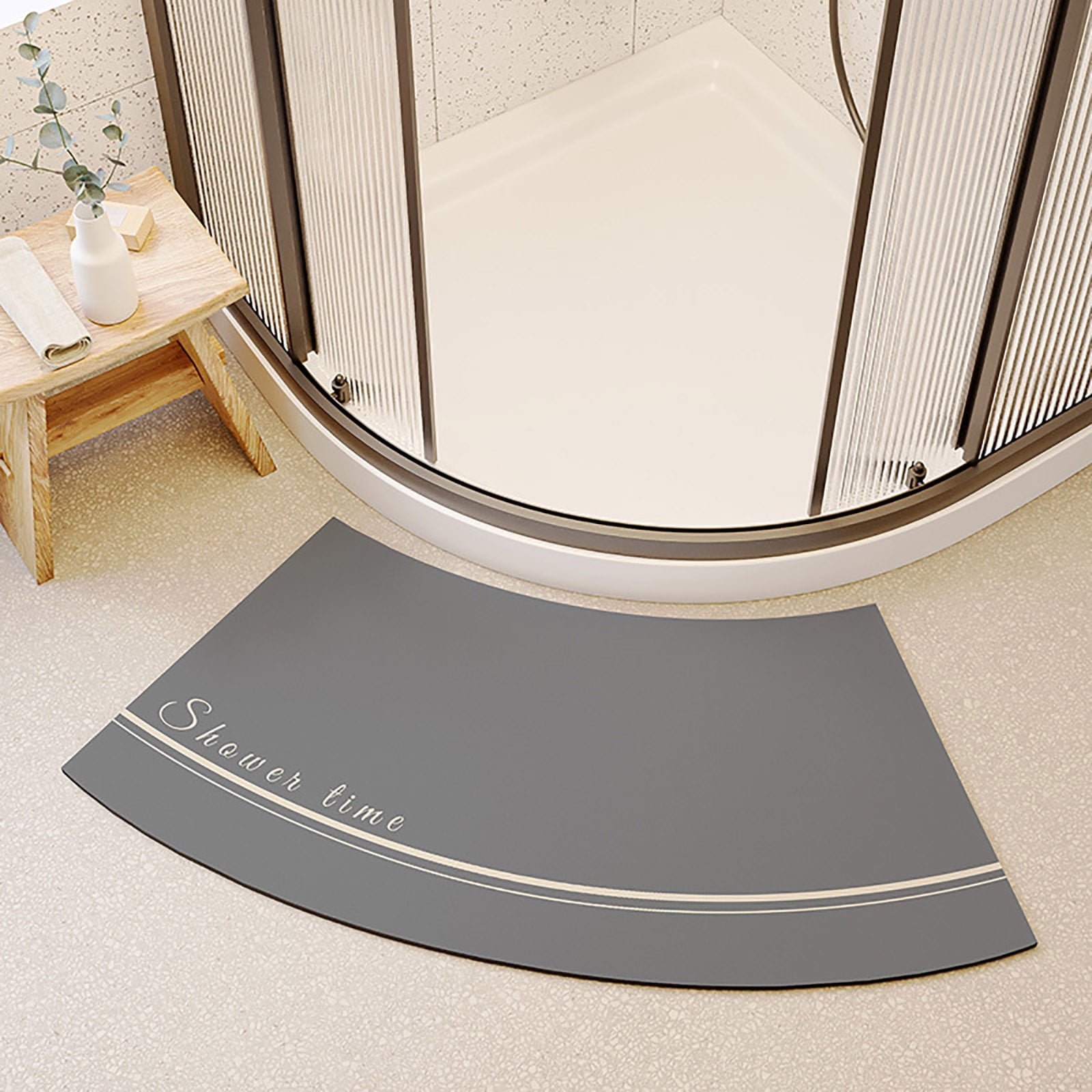 Livrdious Bathroom Curved Floor Mat Diatomaceous Mud Irregular Bathroom ...