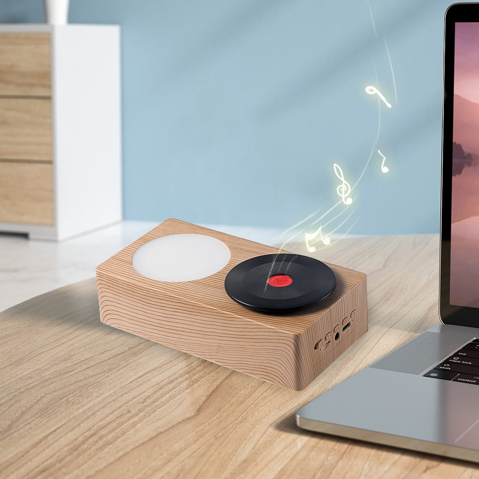Livrdious Woodgrain 5.0 Bluetooth Speaker Atomic Vinyl Retro Record ...