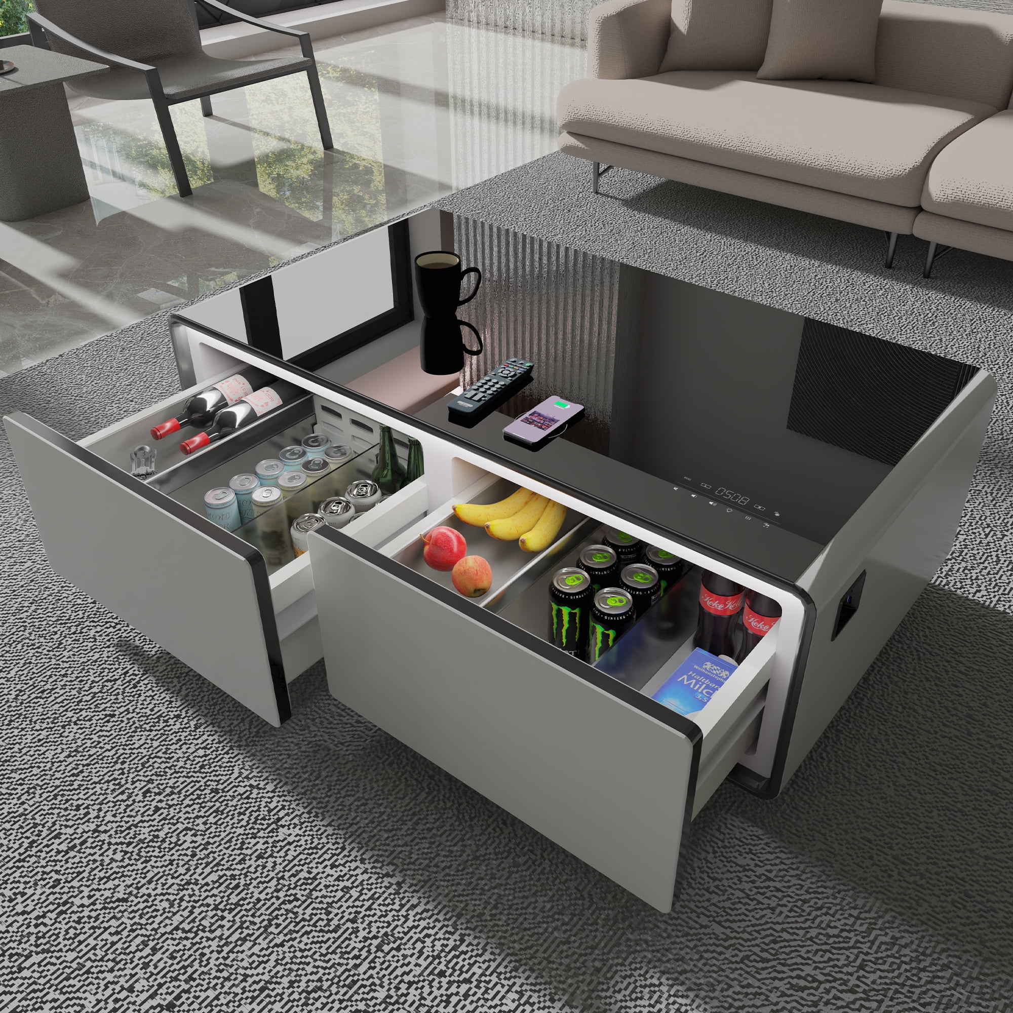 Livtab Smart Coffee Table with Built-in Fridge, Bluetooth Speakers ...
