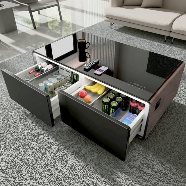 Livtab Smart Coffee Table with Fridge, Bluetooth Speakers, Wireless ...