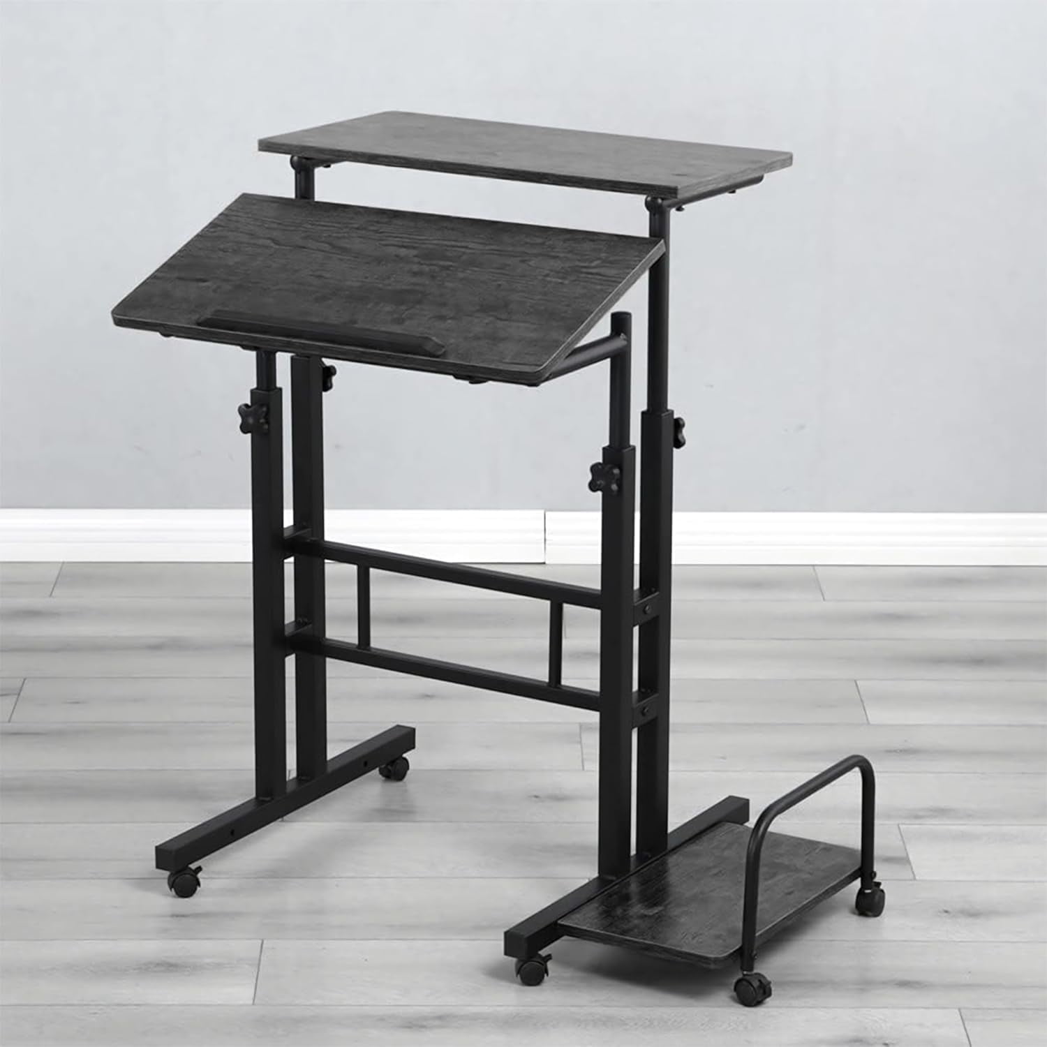 Livzing Height Adjustable Computer Table with Locking WheelsWooden ...