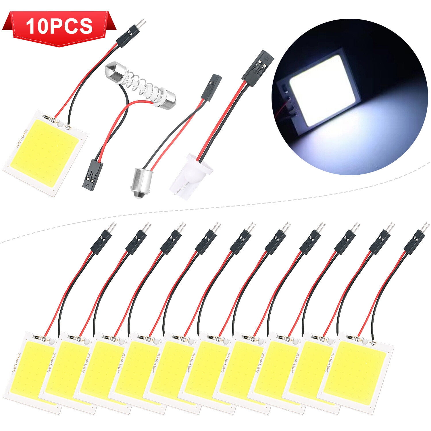 Liwarace 10-20PCS 48SMD COB LED Panel Festoon T10 BA9S Car Interior Map ...