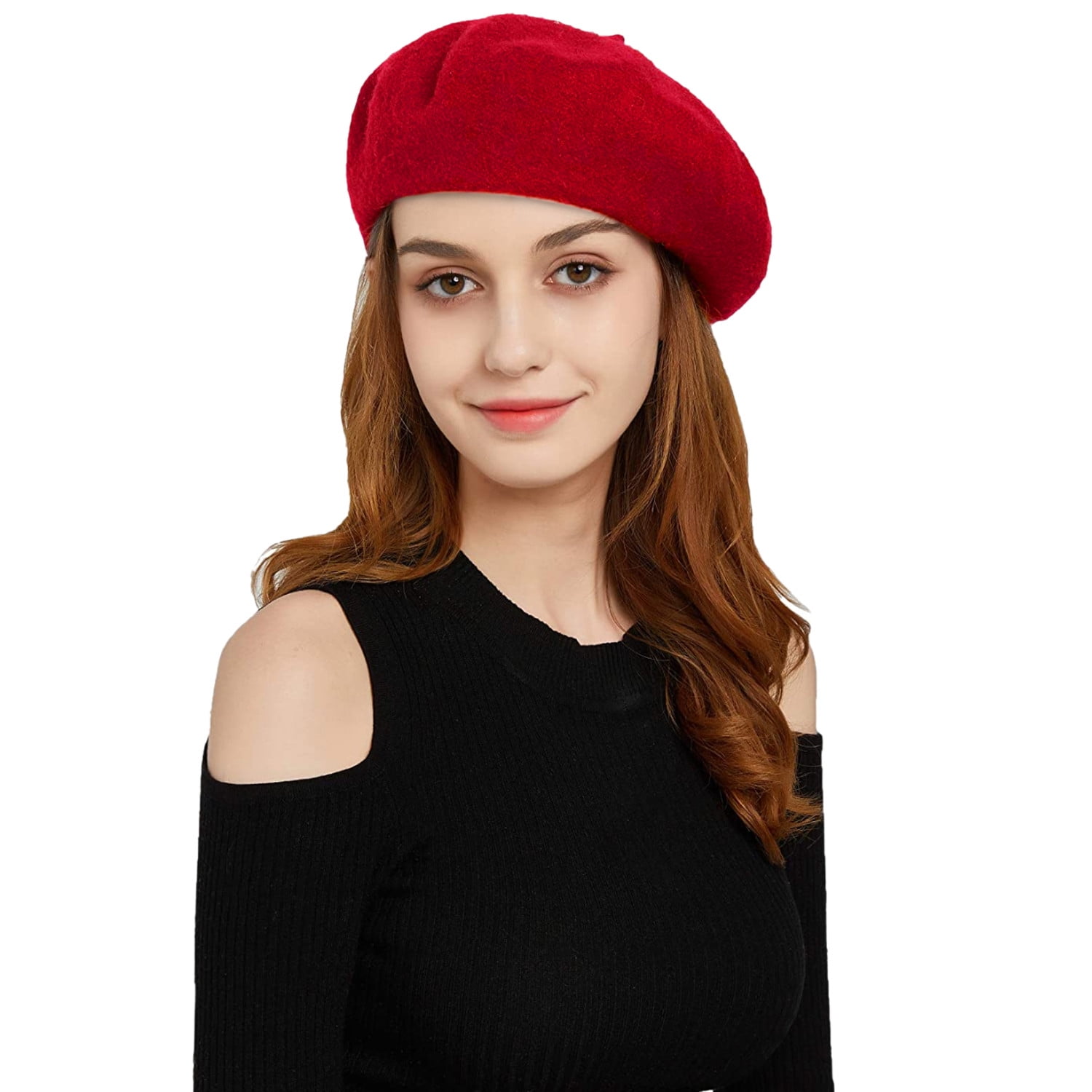 Liwarace Beret Hats for Women Solid Berets for Women Wool Spring Octagonal Hat Light Red ...