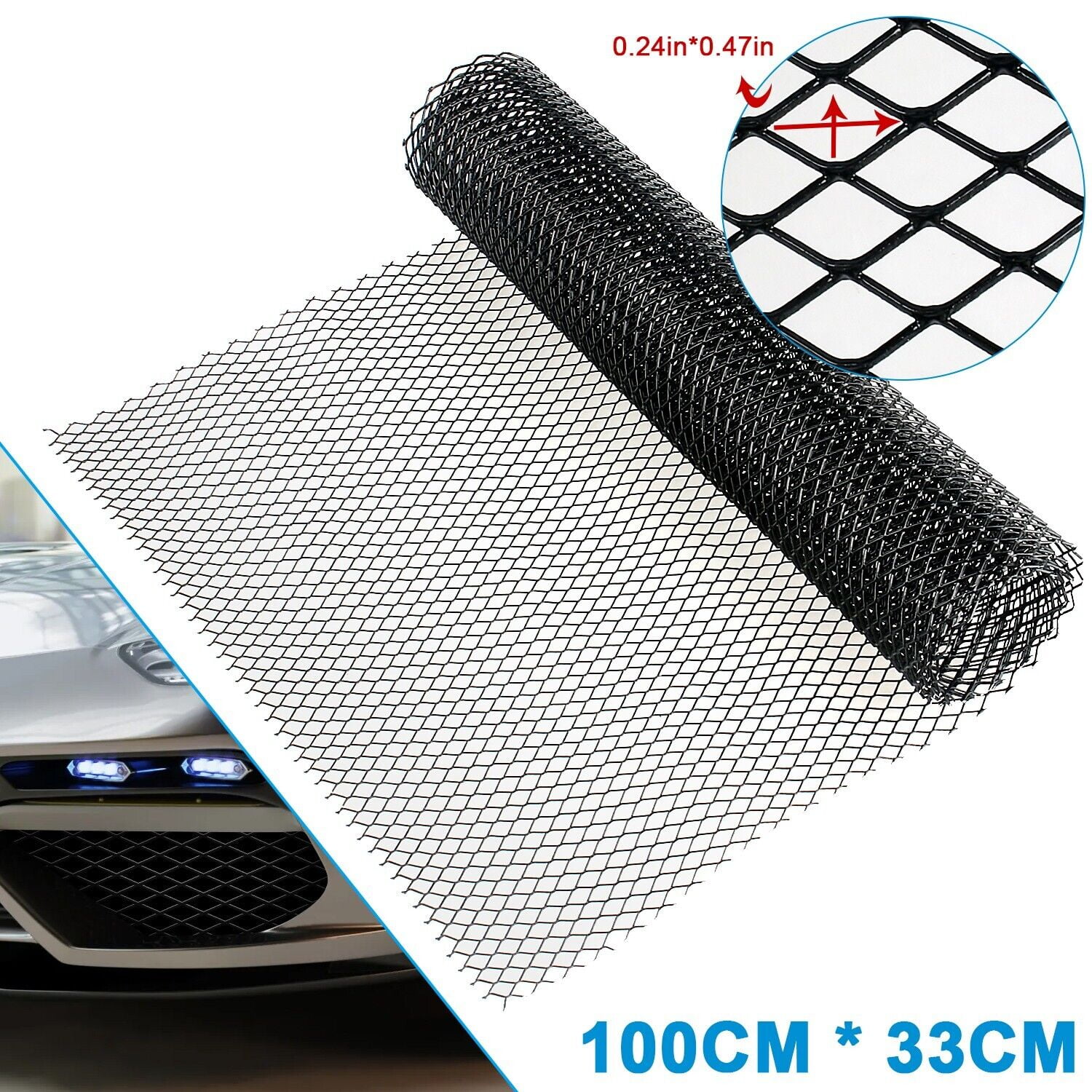 Liwarace Black Aluminum Mesh Grill Cover Car Fender Vent Grille Net, 40 ...