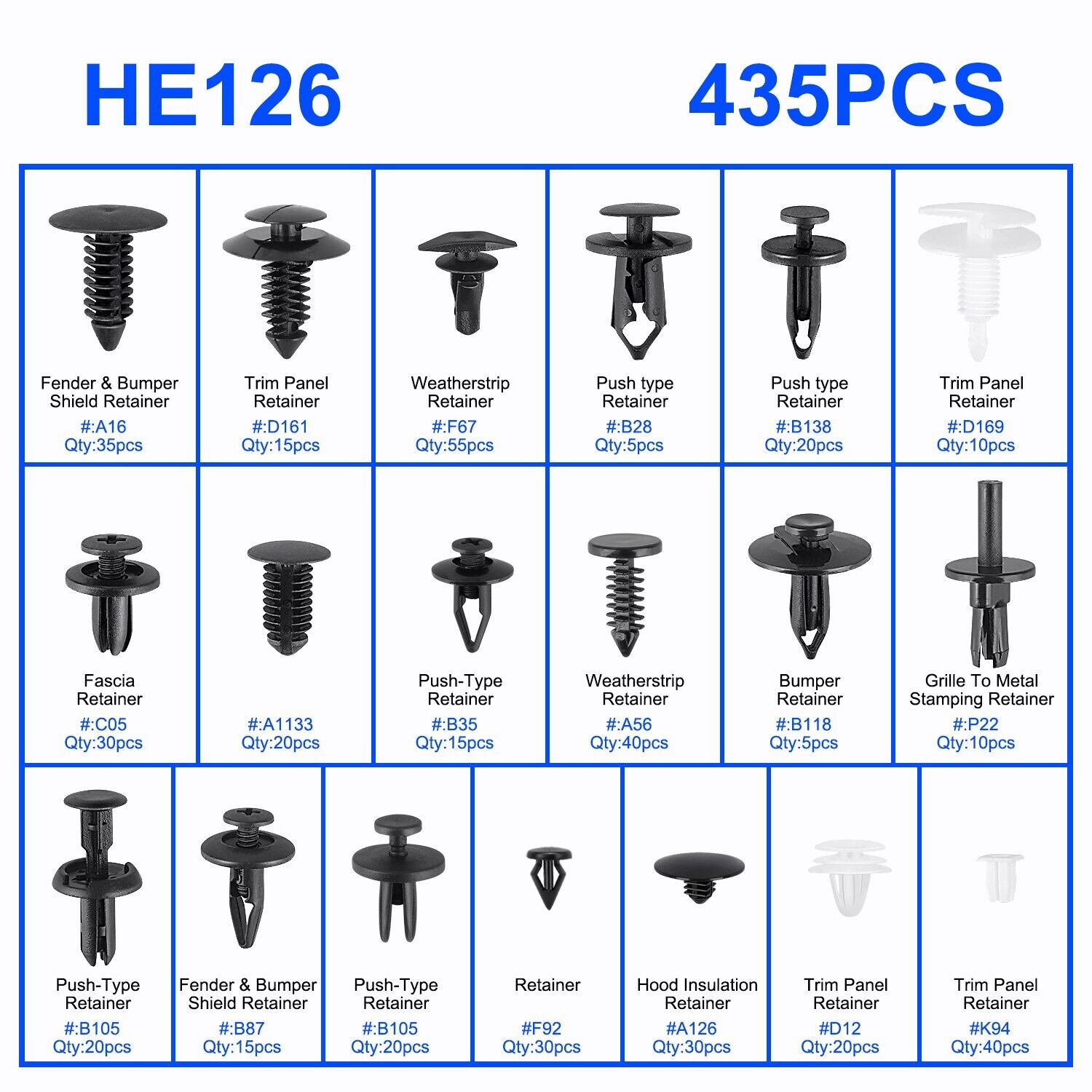 Liwarace Car Retainer Auto Fasteners Push Trim Plastic Clips Pin Rivet ...