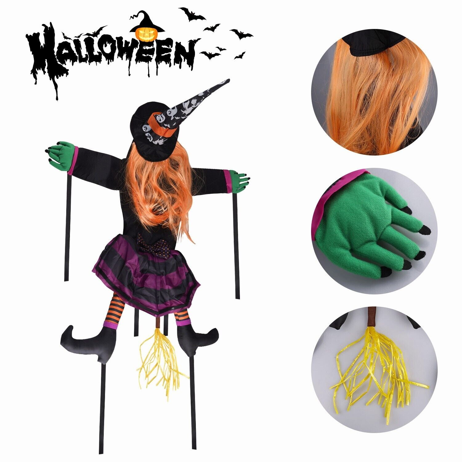 Liwarace Halloween Crashing Witch Outdoor Decor Tree-Hugging Witch ...