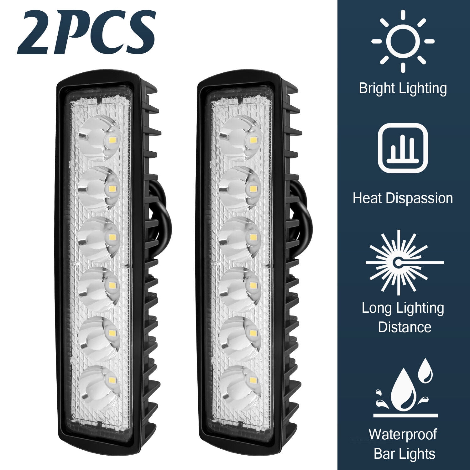 Liwarace LED Work Lights 6 Inch 12V Driving Strip Flood Beam light Bar ...