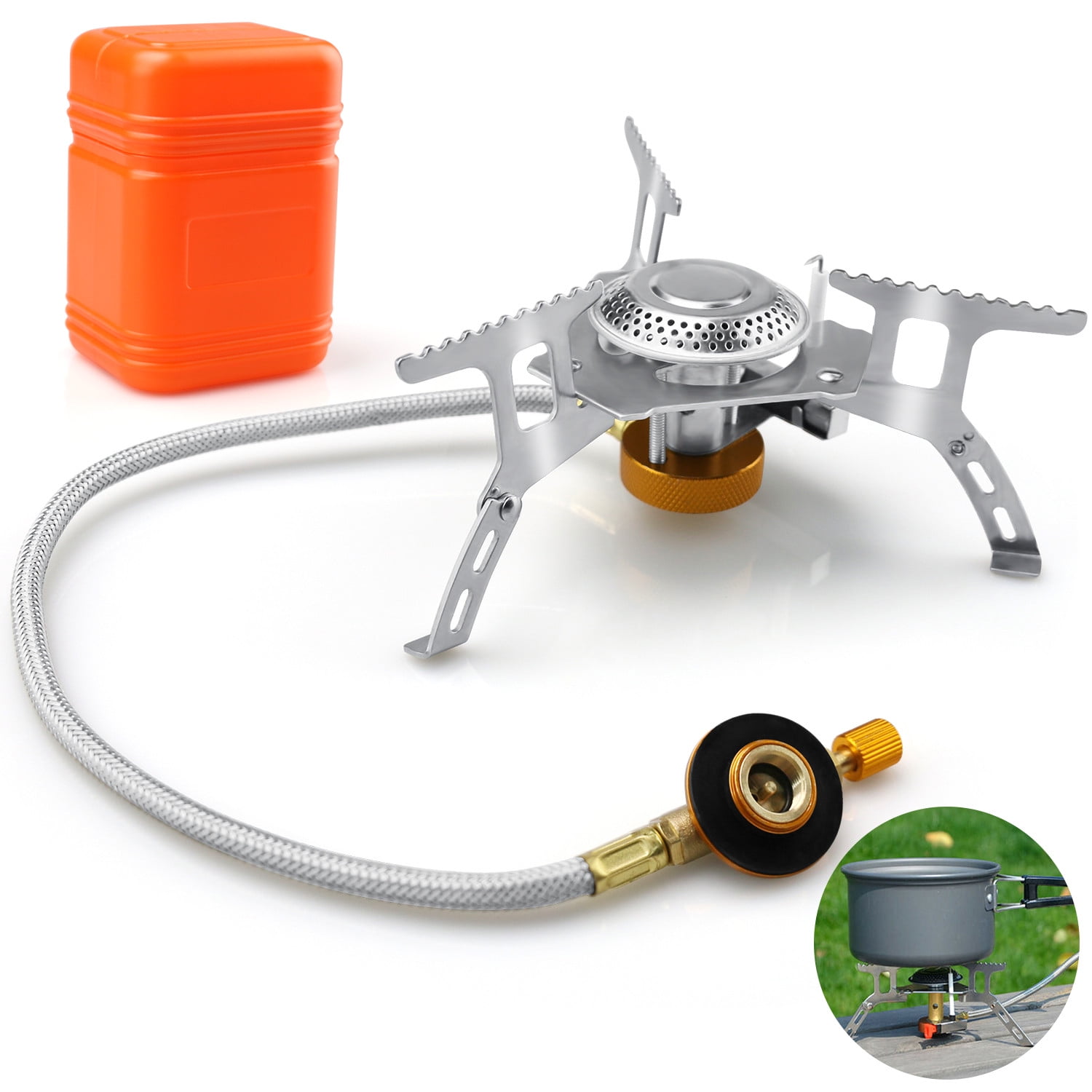 Liwarace Portable Butane and Propane Camping Stove with Storage Box ...