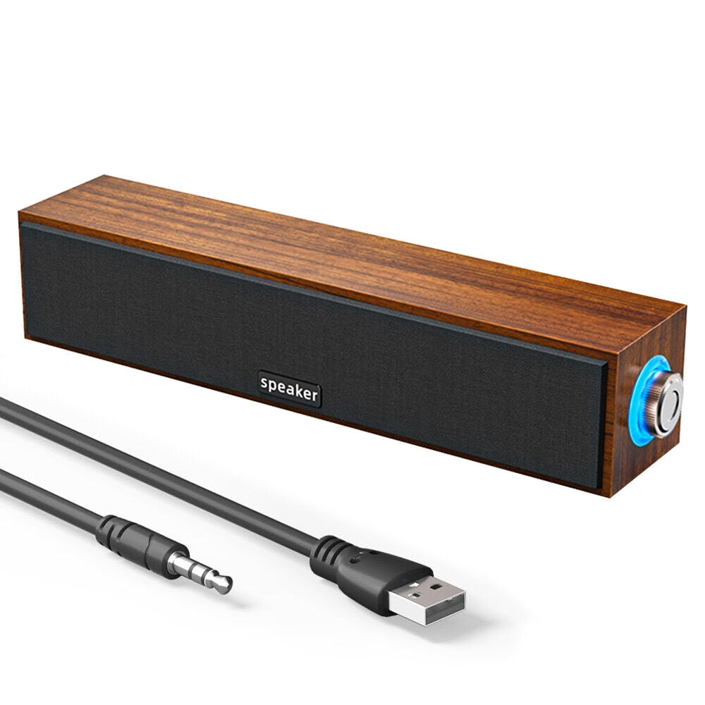 Liwarace Surround Sound Subwoofer Bar Wooden Bluetooth Desktop Speaker ...