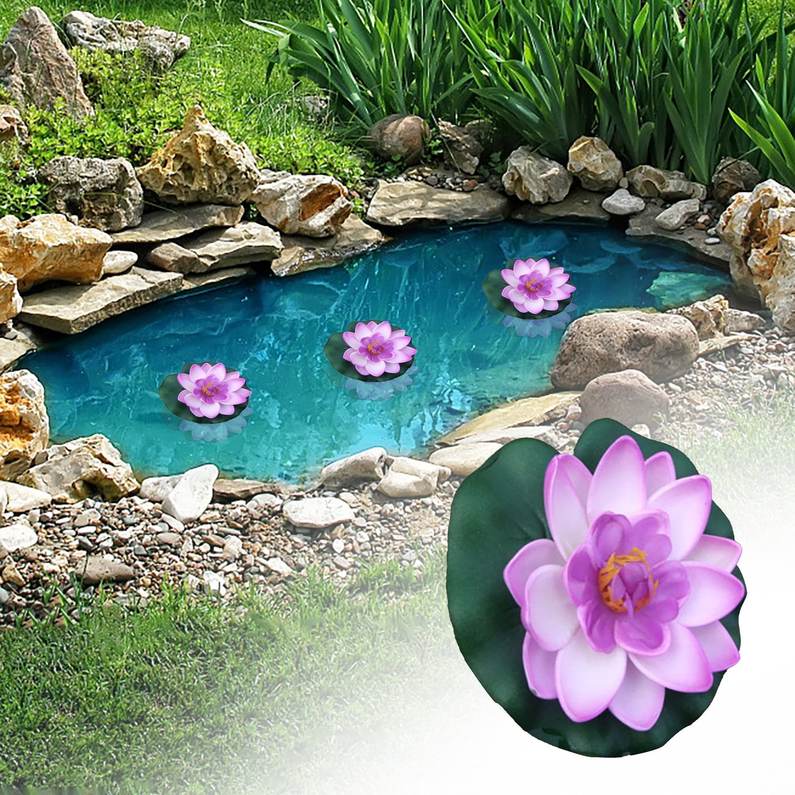 Liwnm Under $1 Cm Flowers Artificial 10 L^otus of Plants Pond Rose Flower Eva Floating 7 Water ...