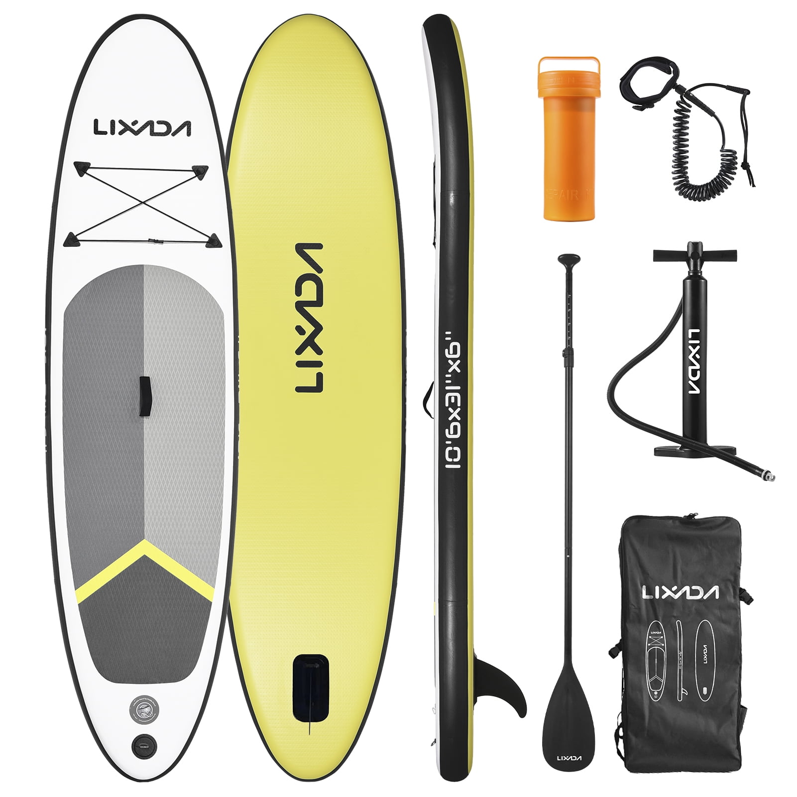 Lixada 10' Inflatable Stand Up Paddle Surfboard, Black, Premium SUP ...