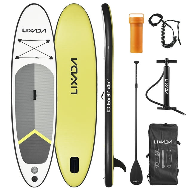 Lixada 10' Inflatable Stand Up Paddle Surfboard, Black, Premium SUP ...