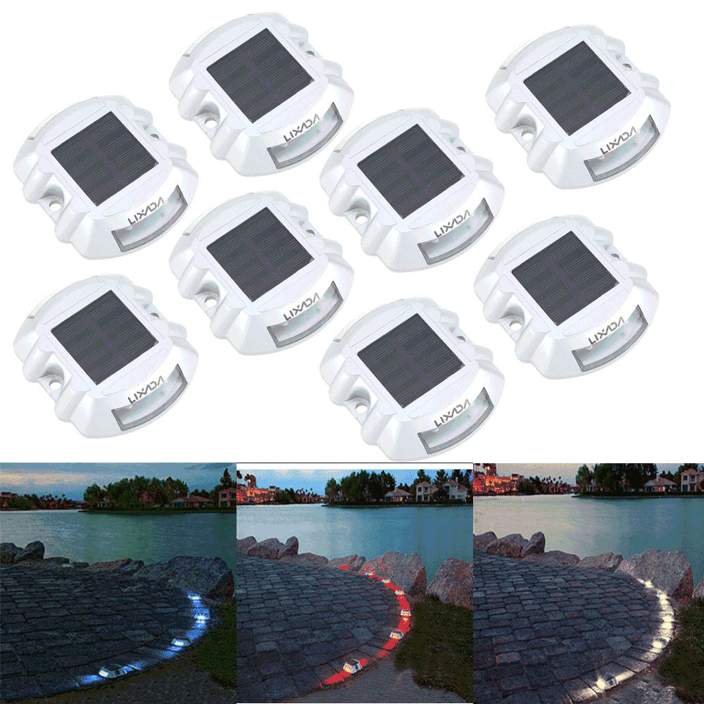 Lixada 8 pack Solar LED Pathway Driveway Lights Dock Path Step Road ...