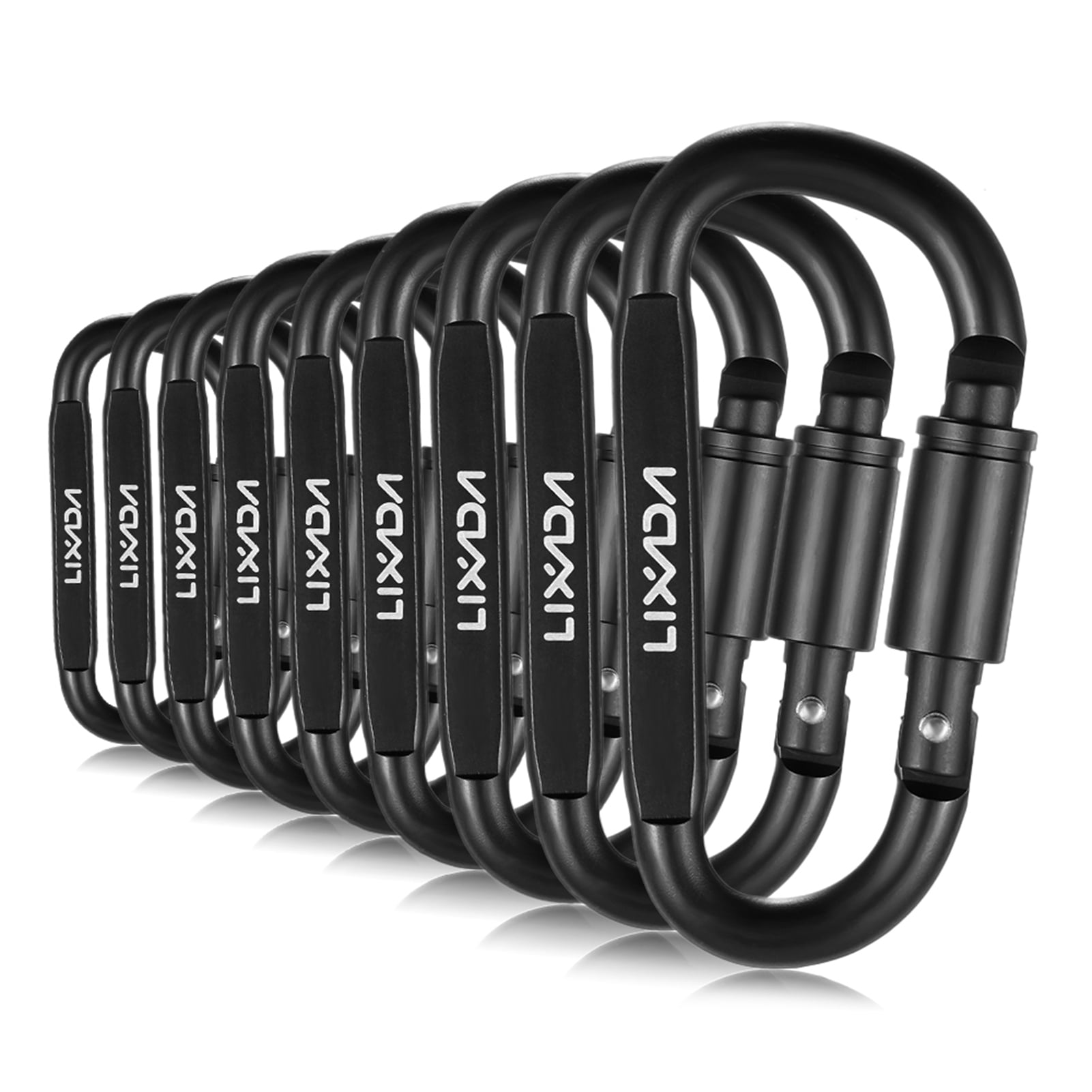 Lixada 9 Pack Aluminum Alloy Carabiner Clip Set - Locking Hooks for ...
