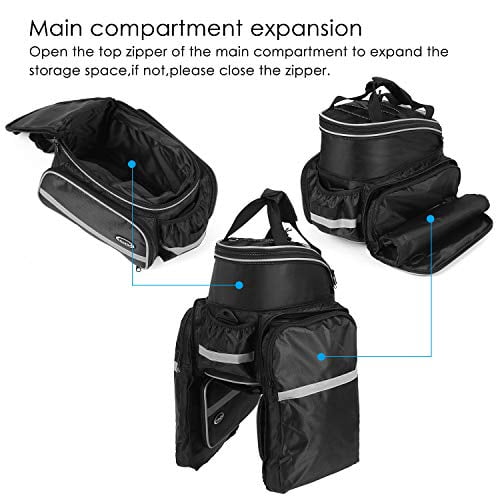 Lixada Bike Trunk Bag Waterproof Rack Rear Carrier Bag 25L Commuter Bag ...