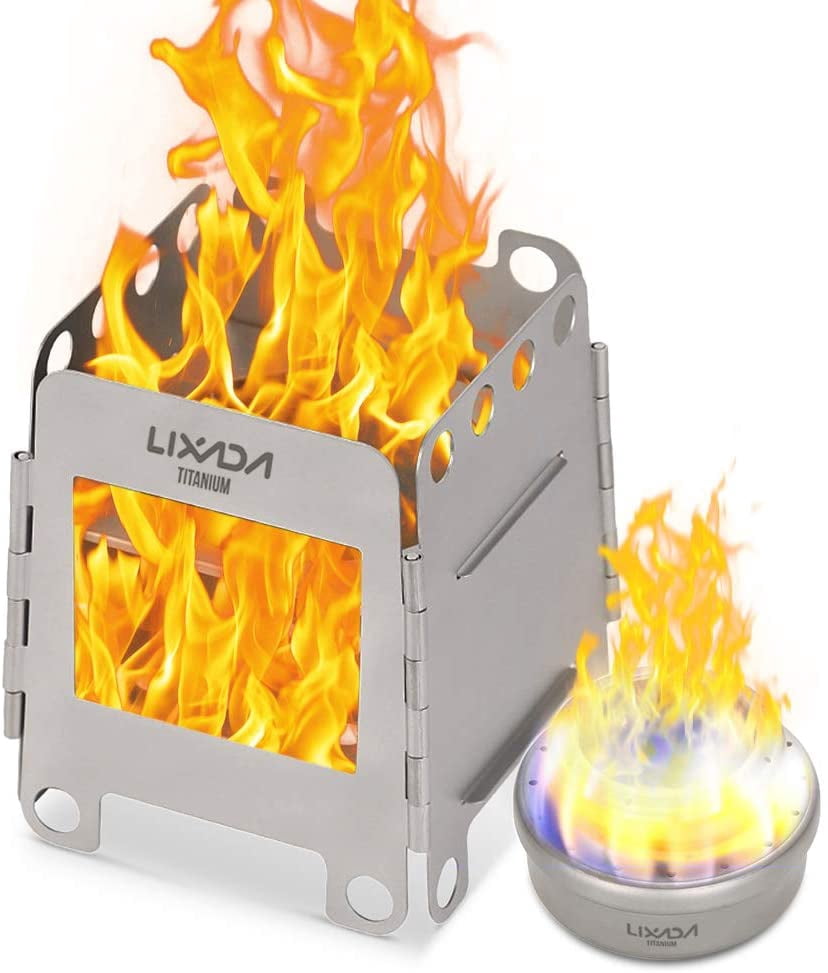Lixada Camping Stove, Titanium Folding Wood Burning Stove Alcohol ...