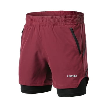Lixada Men's 2-in-1 Running Shorts Quick Drying Breathable Active ...