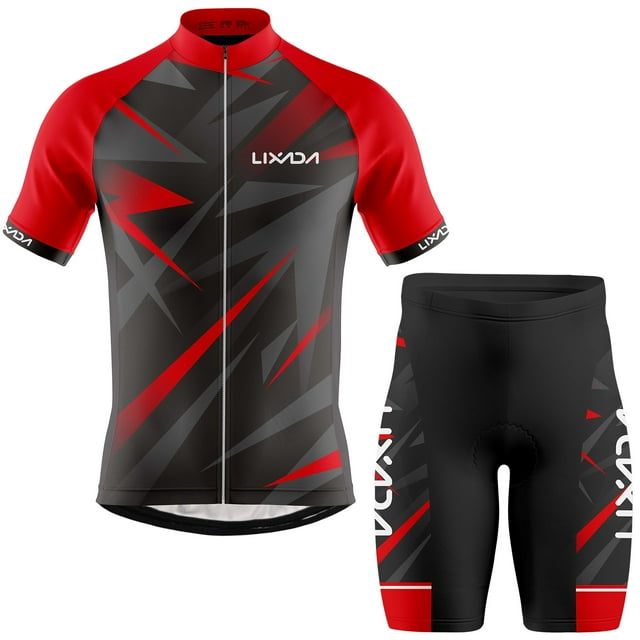 Lixada Men Cycling Jersey Breathable Short Sleeve Bike Shirt and Padded Shorts MTB Clothing Suit ...