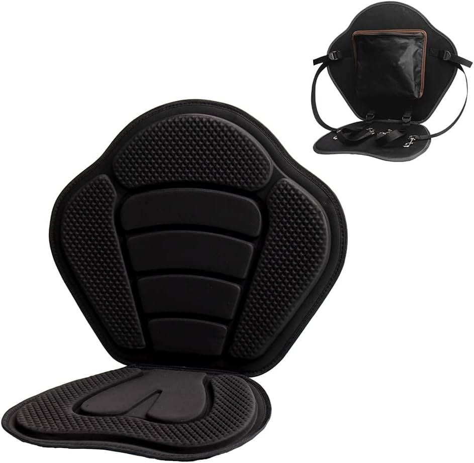 Lixada Padded Kayak Seat Cushion with Back Support, Pockets and ...