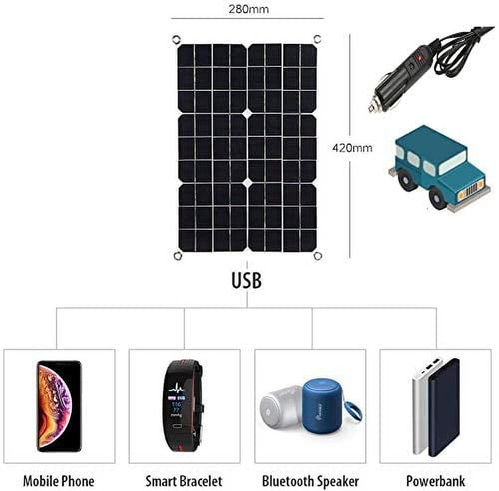 Lixada Solar Panel Charger USB Port Portable High Power Monocrystalline ...
