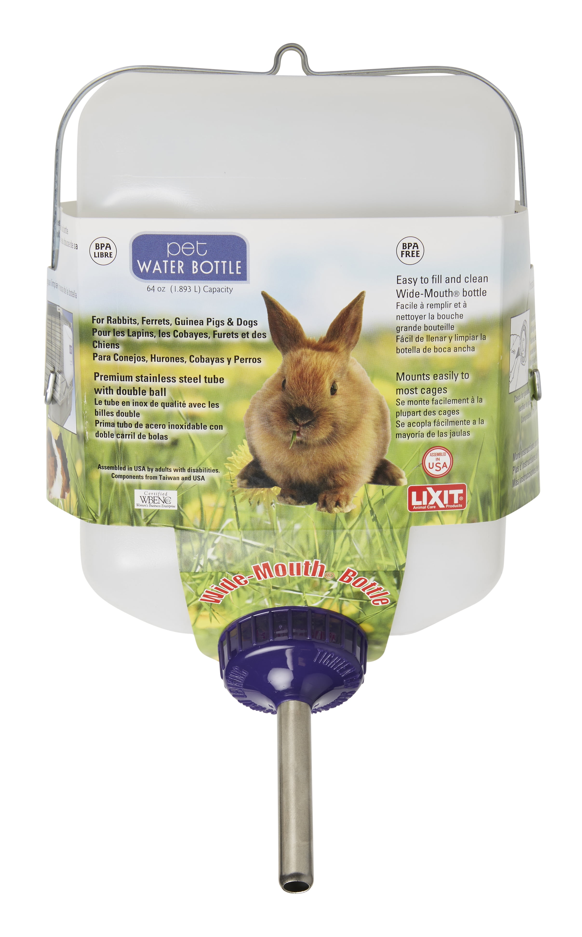 Lixit 64oz Wide Mouth Water Bottle for Rabbits - Walmart.com