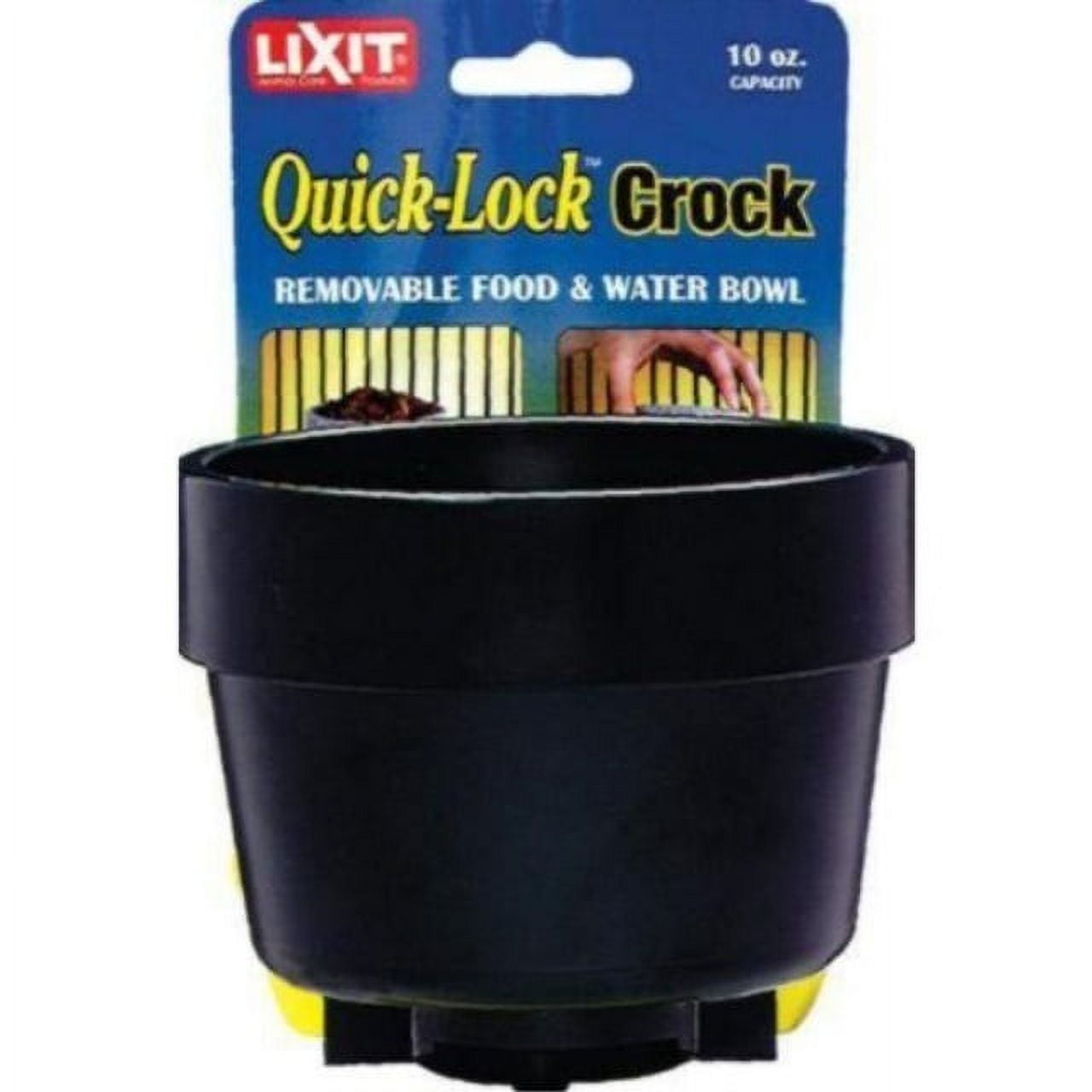 Lixit Animal Care Quick Lock Crock Bowl, Black, 10oz, Small Pet Cage ...