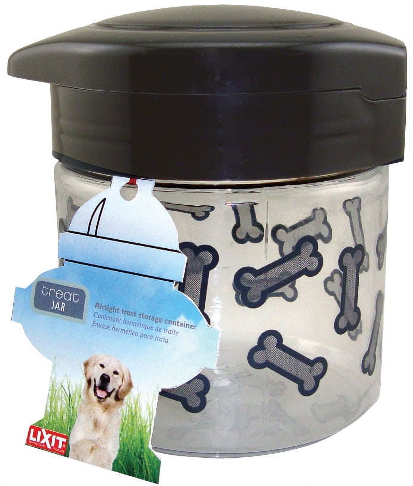 Lixit Large Pet Food Storage with Dry Seal Lid, Dog Treat Jar Container, Grey/Clear, Small ...