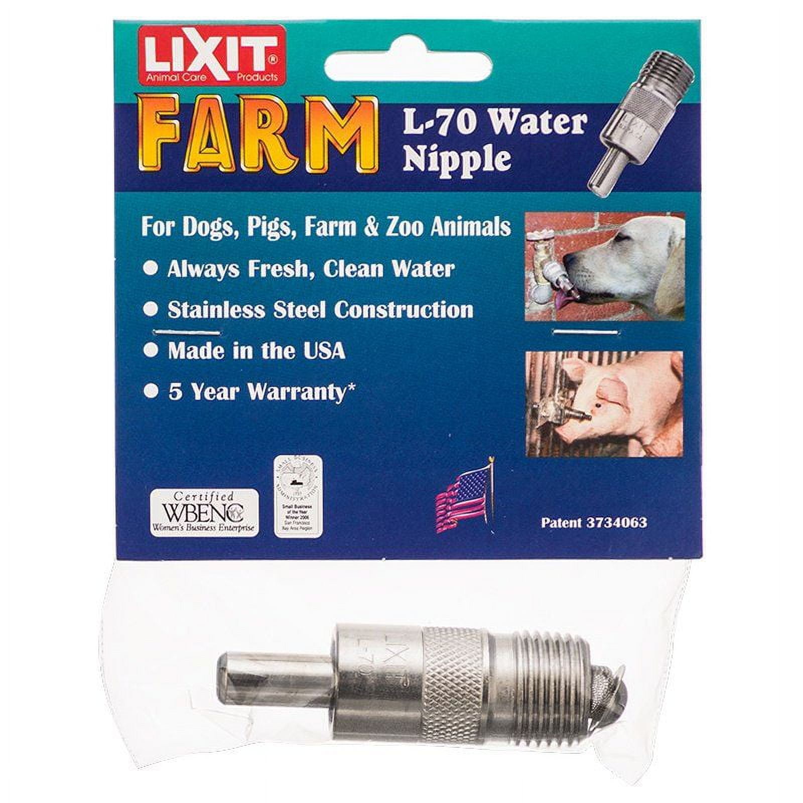 Lixit Water Nipple for Pets, Farm & Zoo Animals [Dog, Waterers] L-70 - (MPT - Fits 1/2" Pipe ...