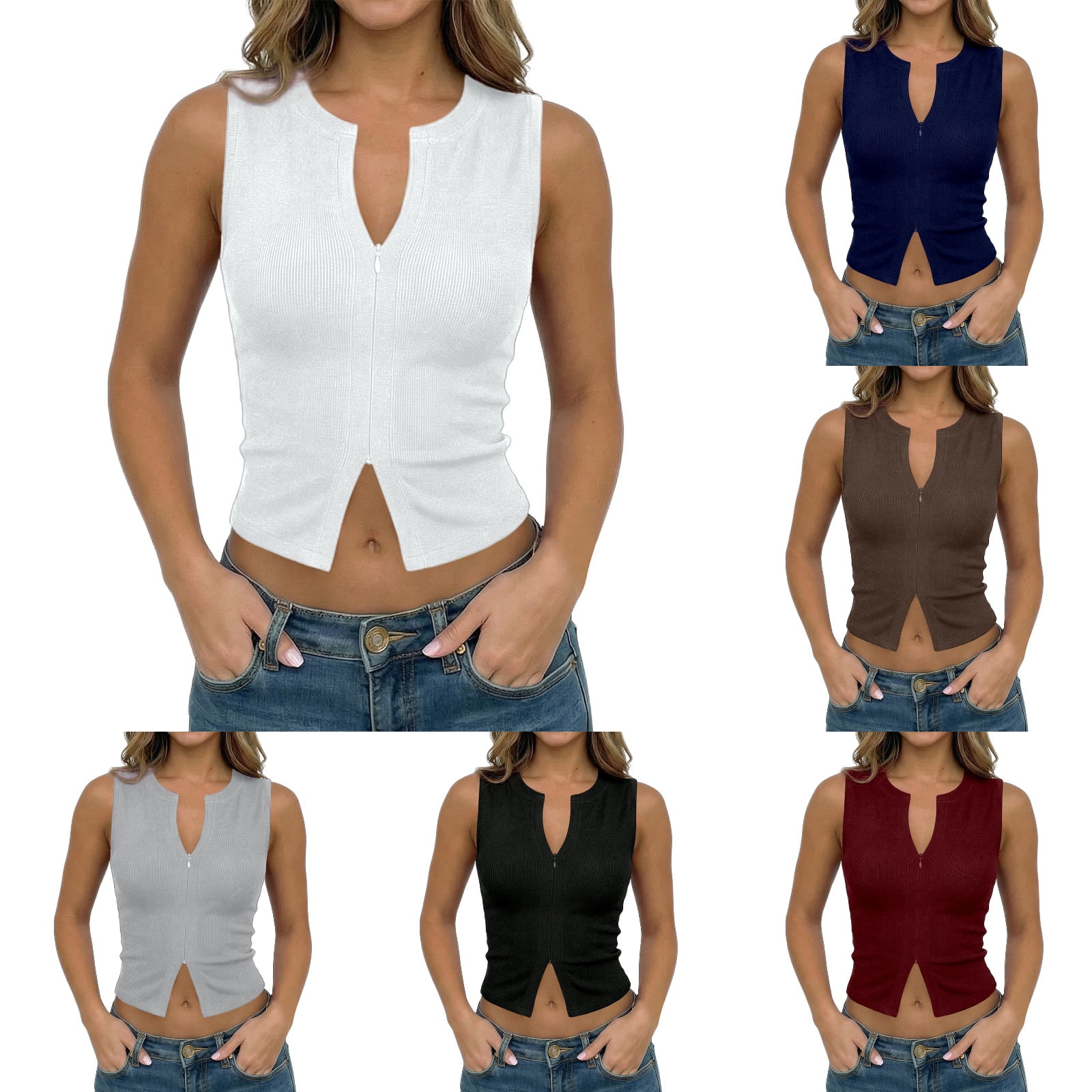 Lixiuxyad Basic Tank Tops for Women Crop Tank Top – Sleeveless Neck ...