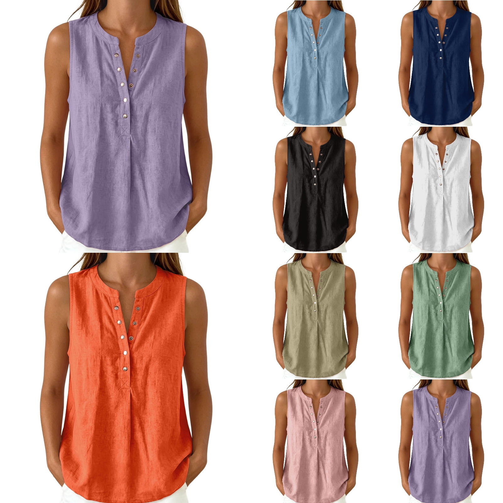 Lixiuxyad Cute Tank Tops for Women Casual Collar And Sleeveless Shirt ...