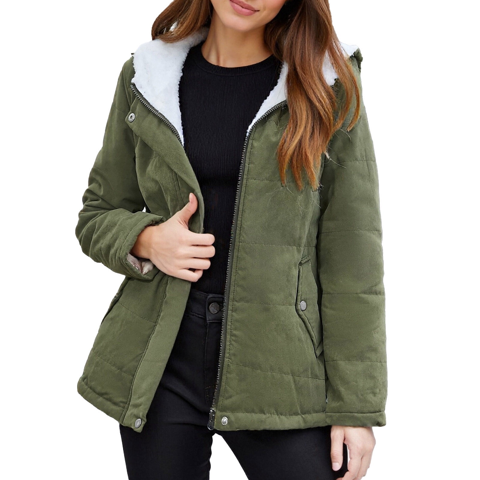 Lixiuxyad Down Jackets Packable Women's Winter Short Padded Coat Fleece ...