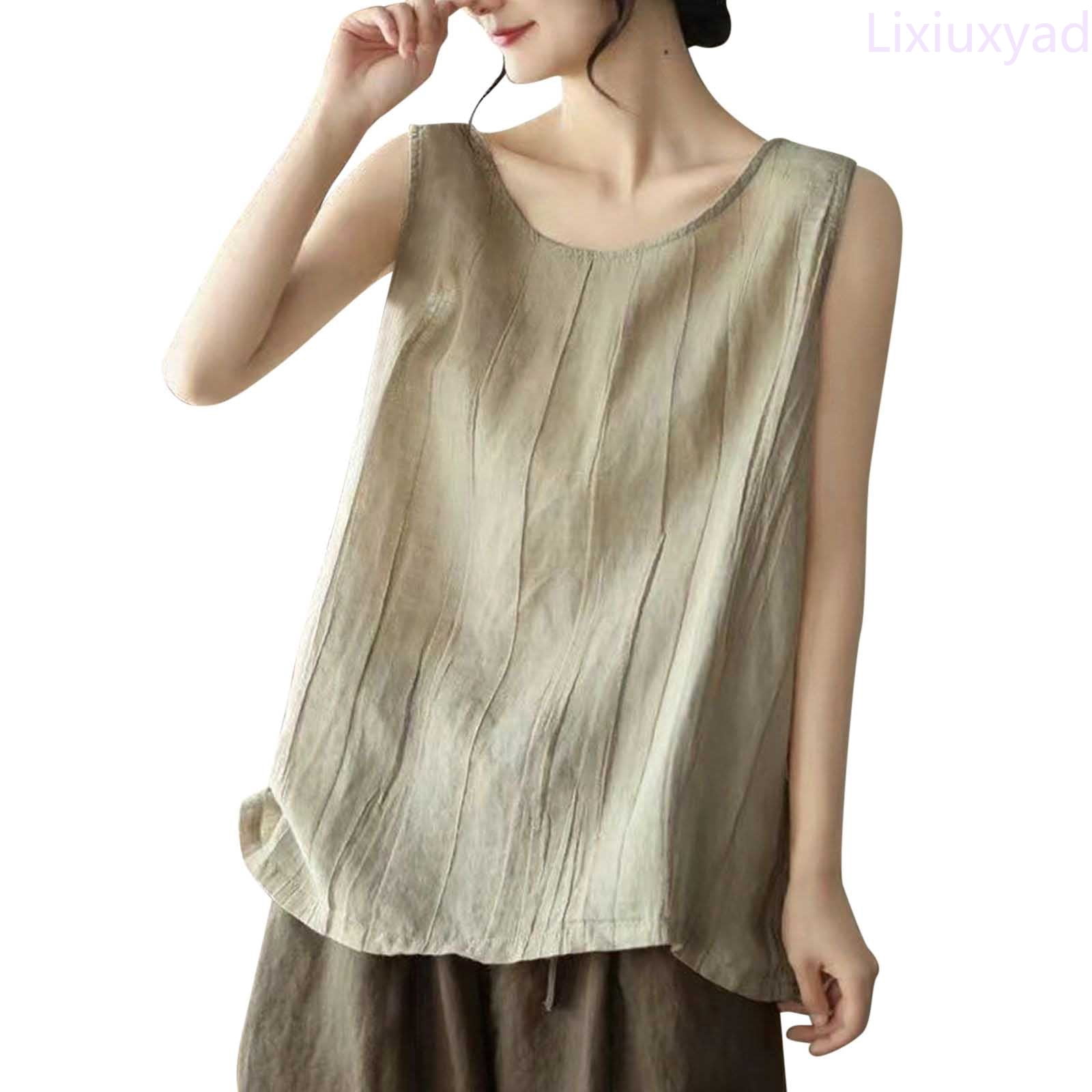 Lixiuxyad Linen Plus Size Tank Top For Women Stylish Layering Casual ...