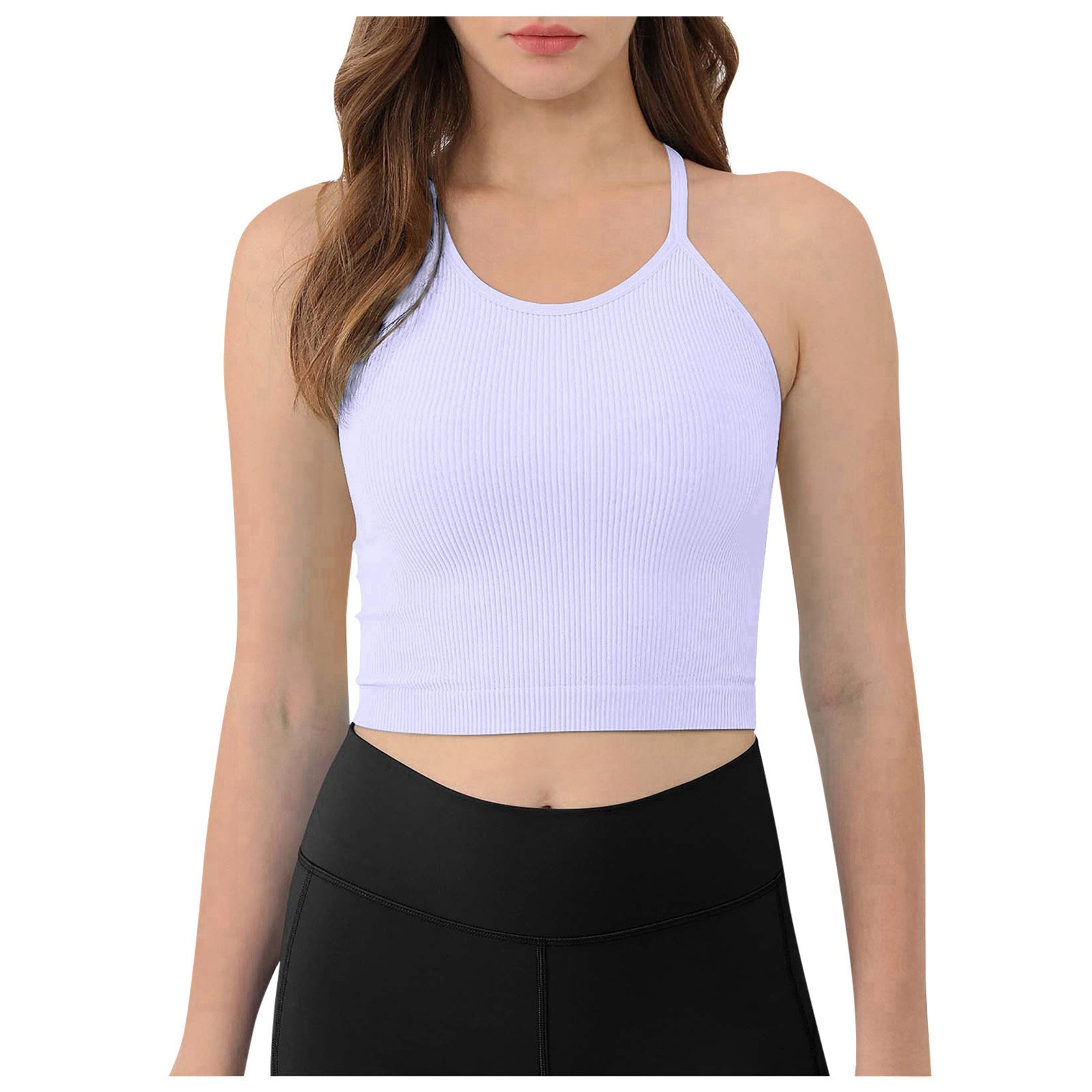 Lixiuxyad Summer Tank Tops Women's Seamless Yoga Vest Slim Solid Color ...