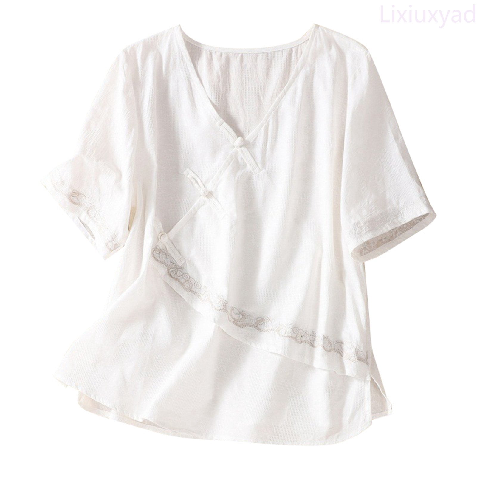 Lixiuxyad Women's Fashion Summer New Cotton And Jacquard Embroidered ...